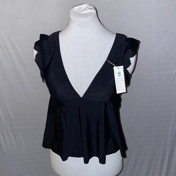 Beachsissi | Swim | Nwt Beachsisi Ruffled Shoulder Swim Top | Poshmark